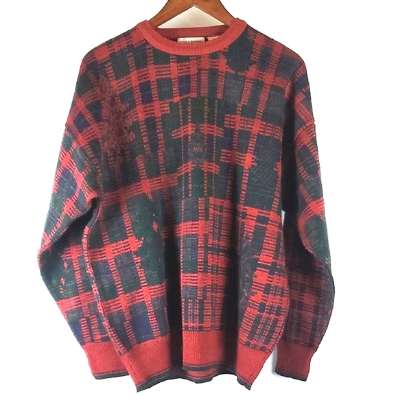 Vintage | Sweaters | Vintage Italian Plaid Christmas Tree Wool Sweater ...